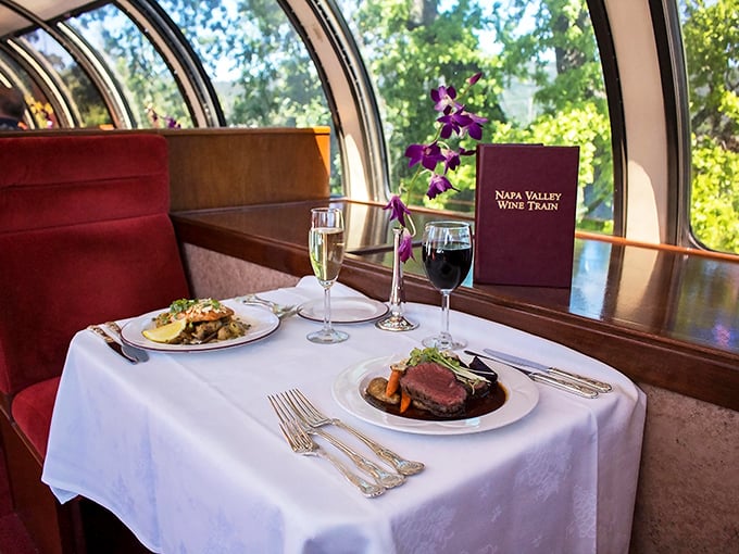 Fine dining at 18 mph—where the meat is tender, the vegetables are local, and the view keeps changing like nature's slideshow.