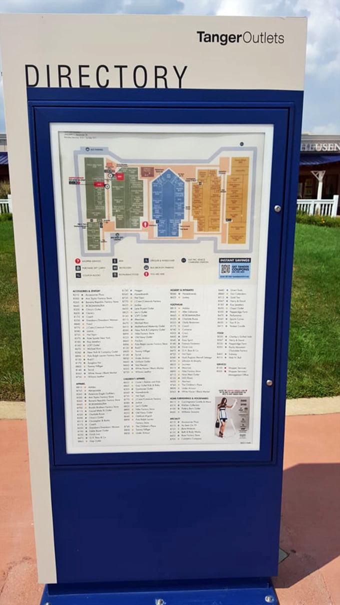 The mall directory—a treasure map for serious shoppers. Study it like you're planning a heist, but you're stealing deals instead!