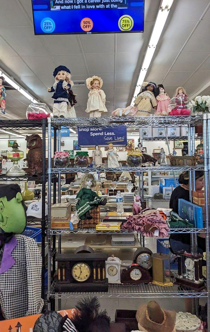 Doll collectors' dream (or nightmare, depending on your feelings about vintage dolls). Those porcelain faces have seen things—now they want to see your home.