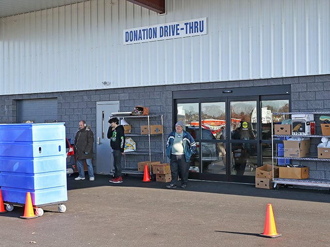 The donation drive-thru – where yesterday's impulse buys become tomorrow's treasures in the great circle of stuff that defines American consumerism.