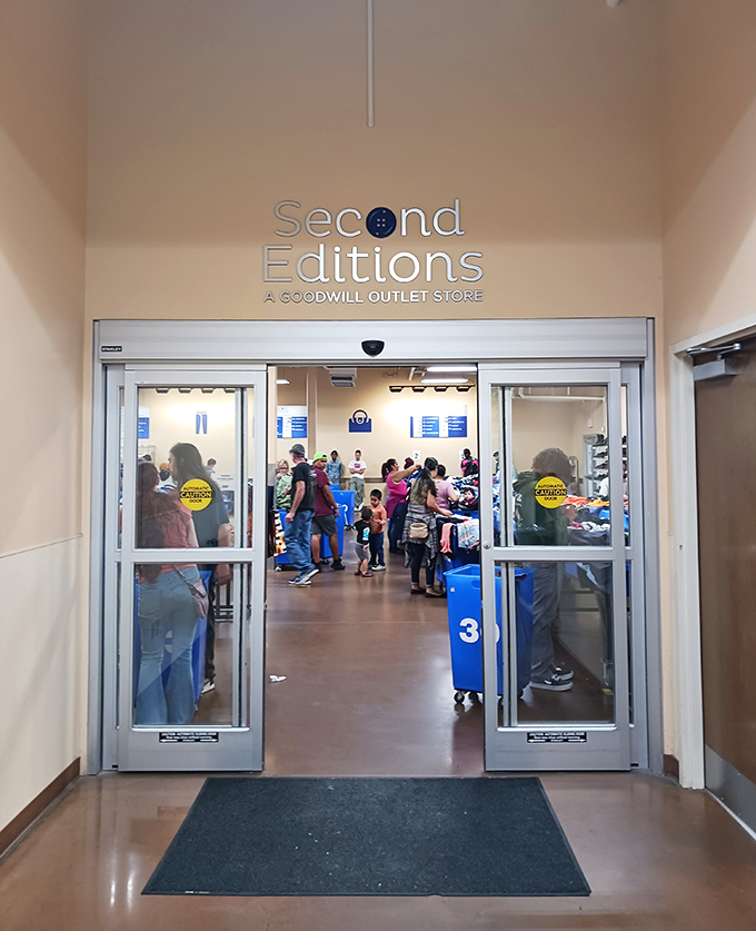 The entrance to bargain paradise – where the sliding doors open to reveal a world of possibilities priced by the pound.