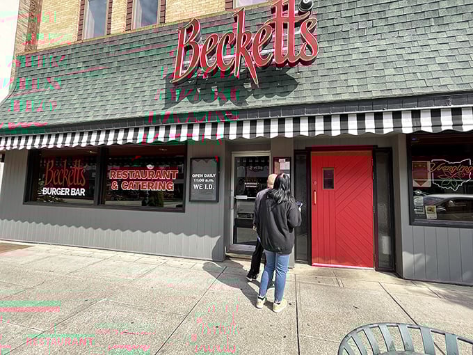 That red door isn't just an entrance—it's a portal to flavor that college students and locals alike have discovered.