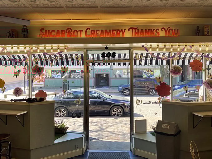 The "SugarBot Creamery Thanks You" sign isn't just polite—it's a gentle reminder that you've just participated in a tradition of treating yourself right. 