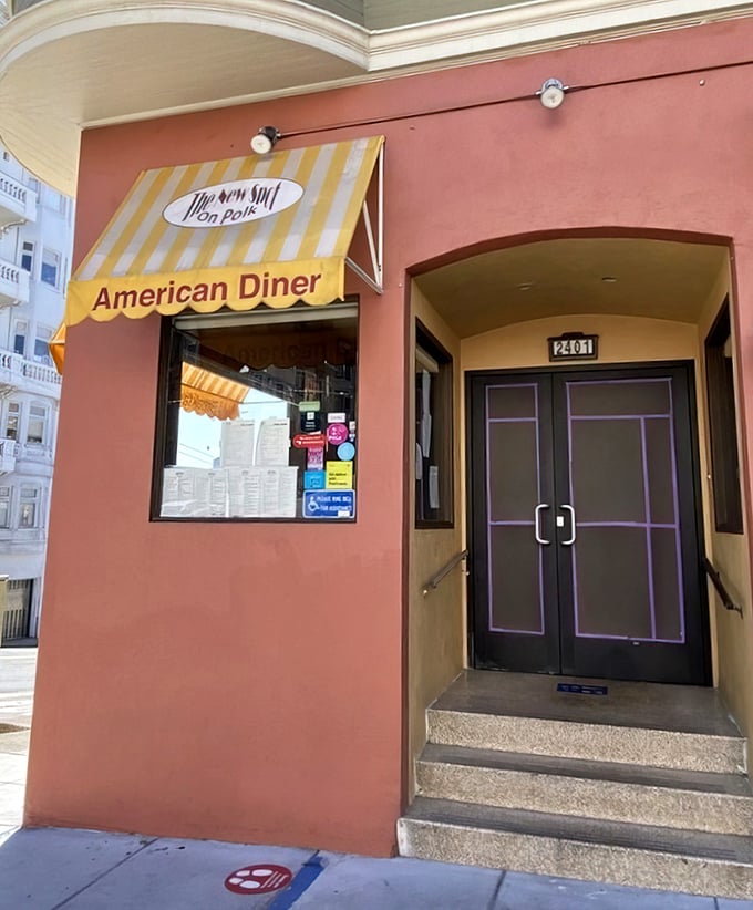 The unassuming entrance to extraordinary breakfast adventures – sometimes the best treasures hide in plain sight.