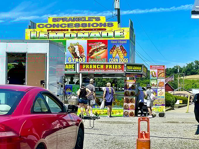 Sprankle's Concessions offers a carnival of flavors. From gyros to corn dogs, these comfort foods fuel serious shopping expeditions.