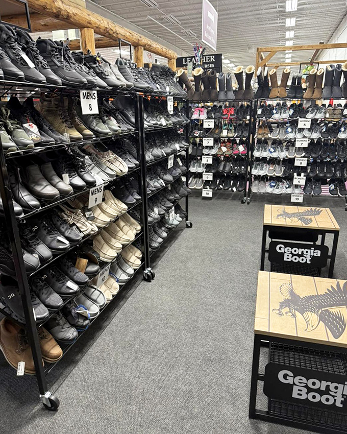 Shoe department extraordinaire! From work boots to dress shoes, an array that rivals department stores but with prices that won't make you wince.