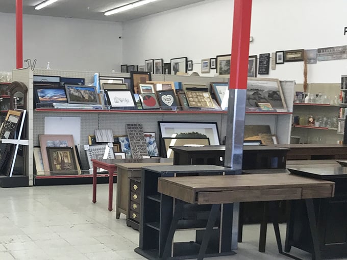 The art section – where someone's discarded landscape might become your living room's conversation piece for decades to come.