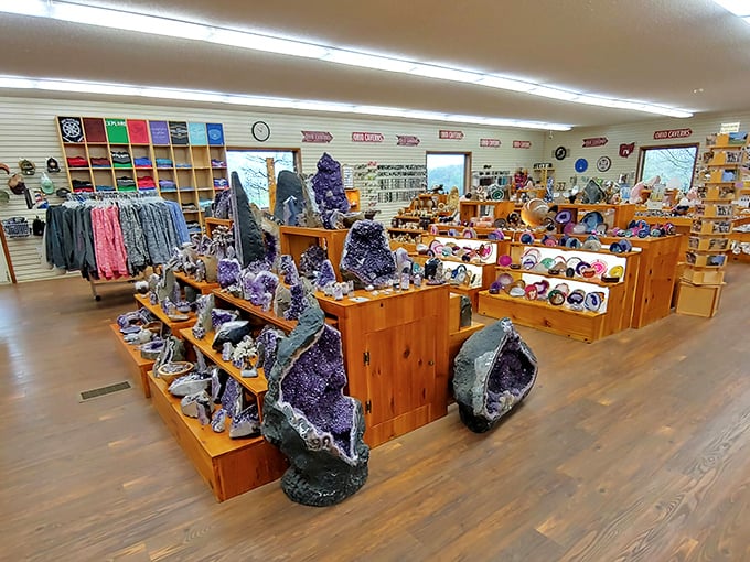 The gift shop's dazzling array of geodes and crystals lets you take a piece of underground magic home—minus the 200,000-year wait time.