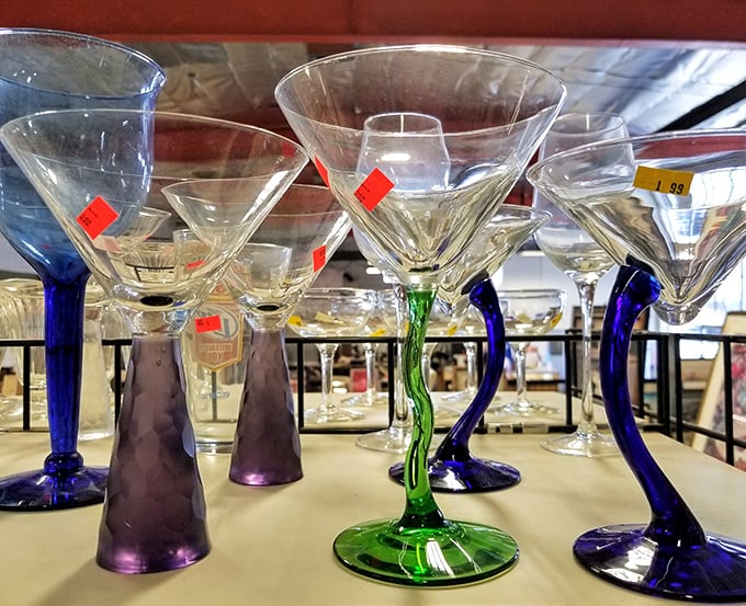 Martini glasses with colorful stems just begging to hold your next cocktail creation. James Bond would approve of these vintage vessels.