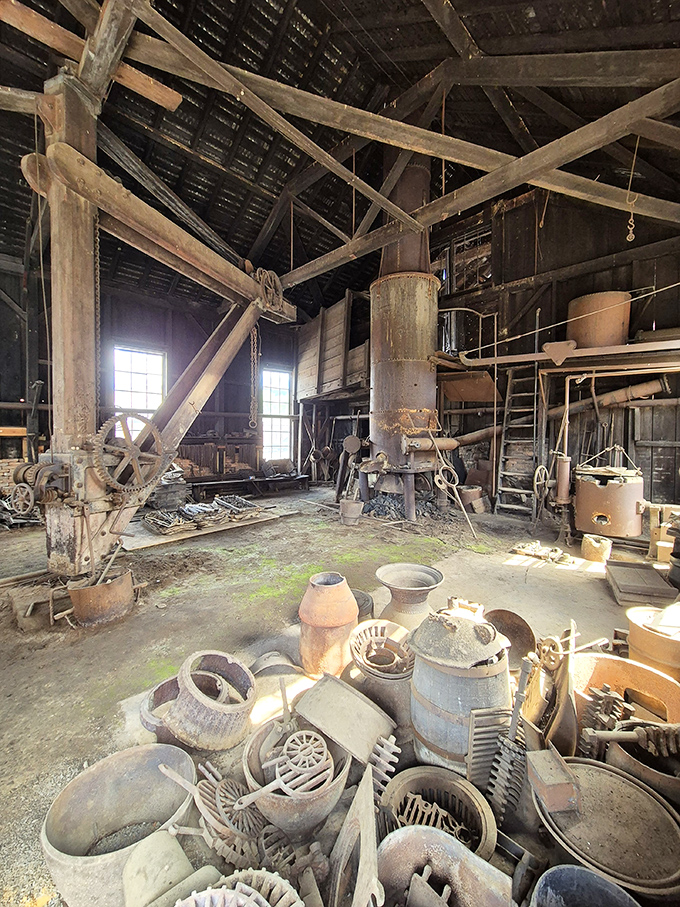 Industrial archaeology at its finest—this workshop contains tools and techniques that built America, preserved as if the workers just stepped out for lunch.