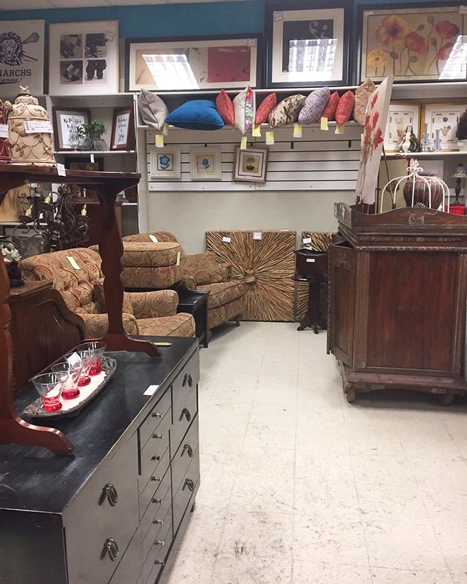 The furniture department—where sofas with good bones and cabinets with stories to tell wait for their second chance at making a house a home.
