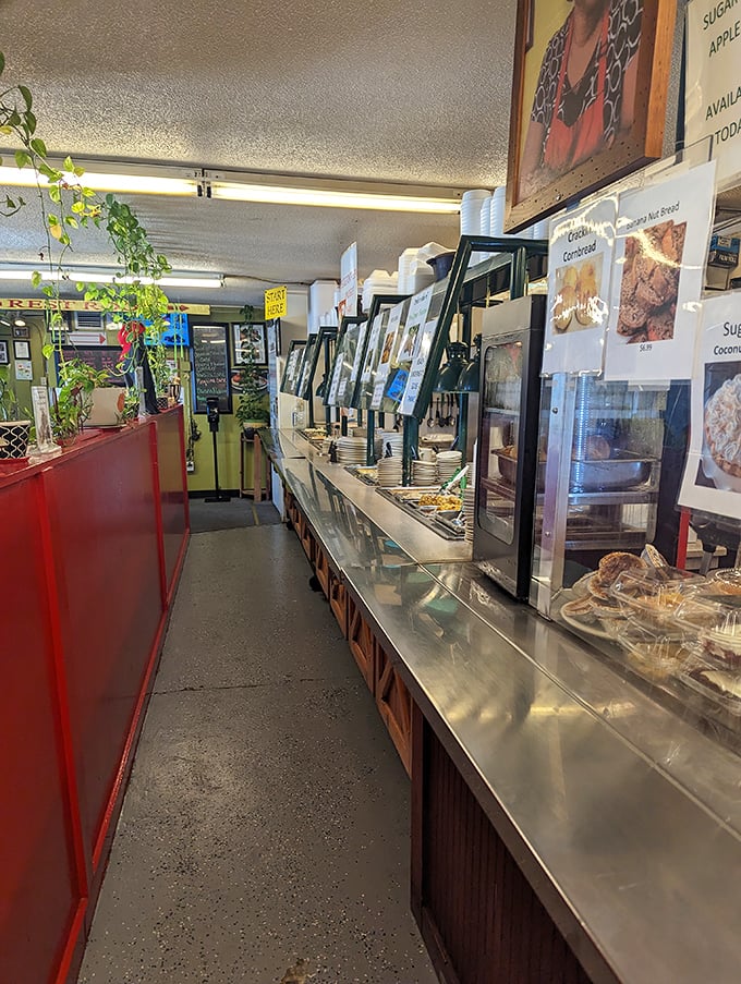 A glimpse into the serving area where culinary magic happens. Those display cases hold more happiness than most jewelry stores—and at a much more reasonable price.