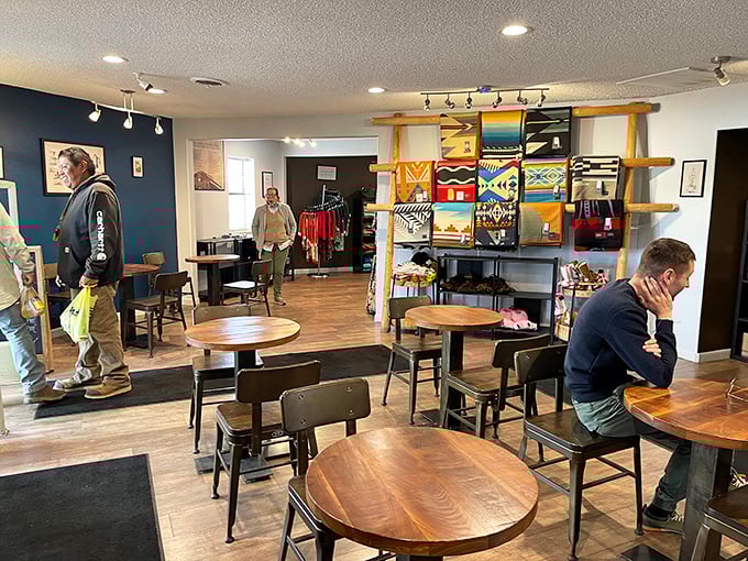 A modern coffee corner meets traditional hospitality – where two worlds collide deliciously over breakfast.