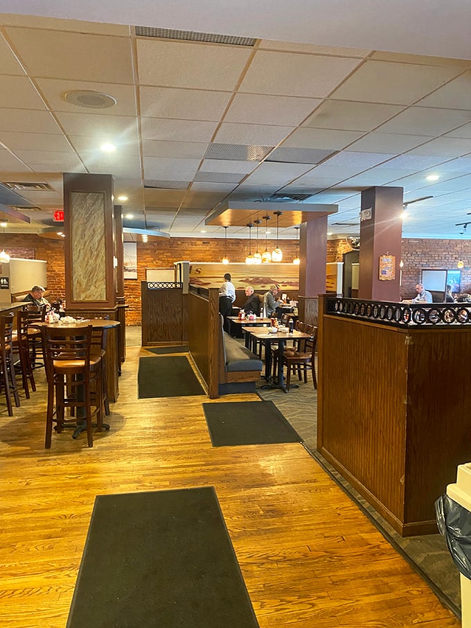 The restaurant's layout creates intimate dining zones while maintaining an open, welcoming feel—the architectural equivalent of a friendly conversation.