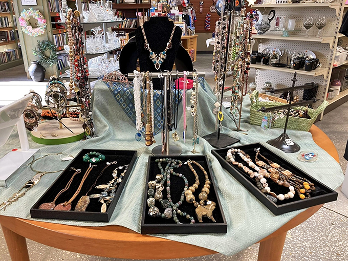 Jewelry displays that make treasure hunting literal—someone's forgotten statement piece is about to become your signature accessory.
