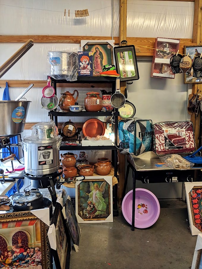 Kitchen gadgets and religious iconography create an unexpected retail marriage—perfect for those who pray while they cook or cook while they pray.