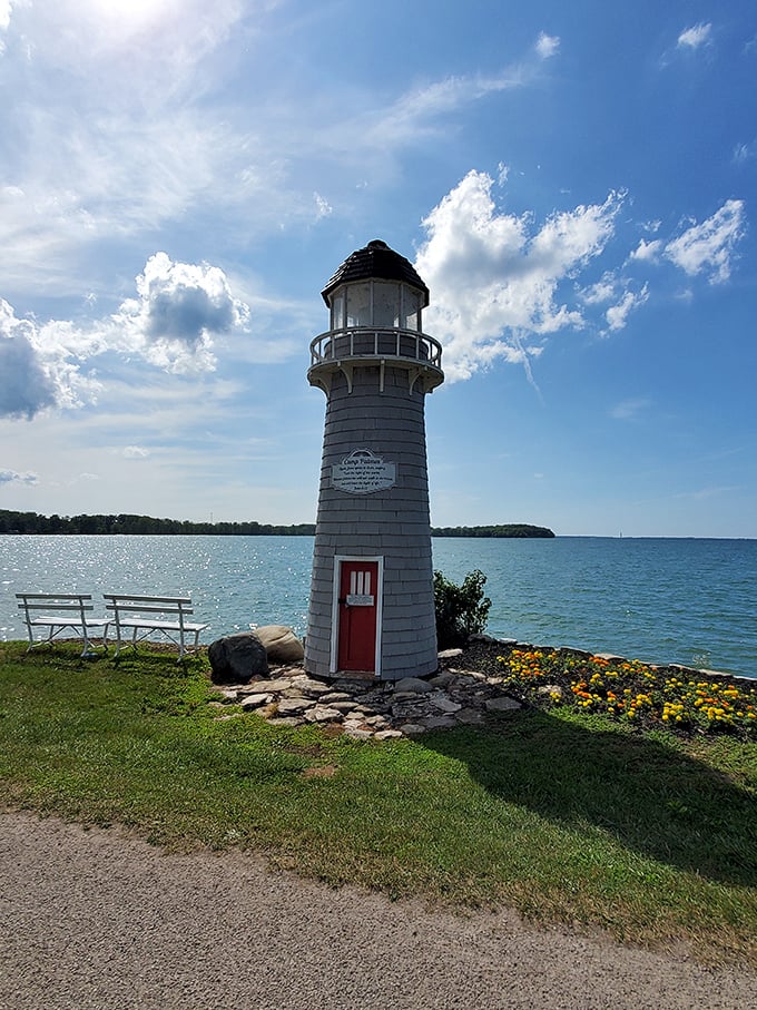 This charming lighthouse might be small in stature, but it stands tall in island character—a perfect selfie spot with Lake Erie's blue expanse behind.