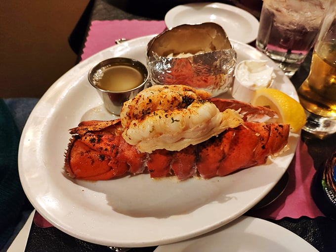 Lobster tail that makes you question why you don't live by the ocean. That drawn butter isn't a condiment—it's liquid gold for seafood treasure.