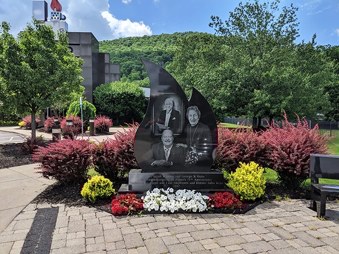 A memorial outside honors the visionaries who built this American icon—proof that sometimes the brightest ideas start with a simple spark.