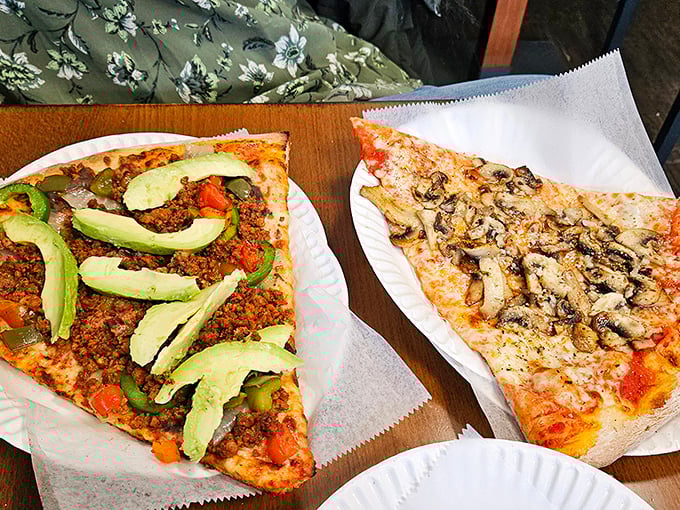 Another angle of pizza perfection. The jalapeños and chicken create a spicy-savory duet that makes your taste buds stand up and applaud.