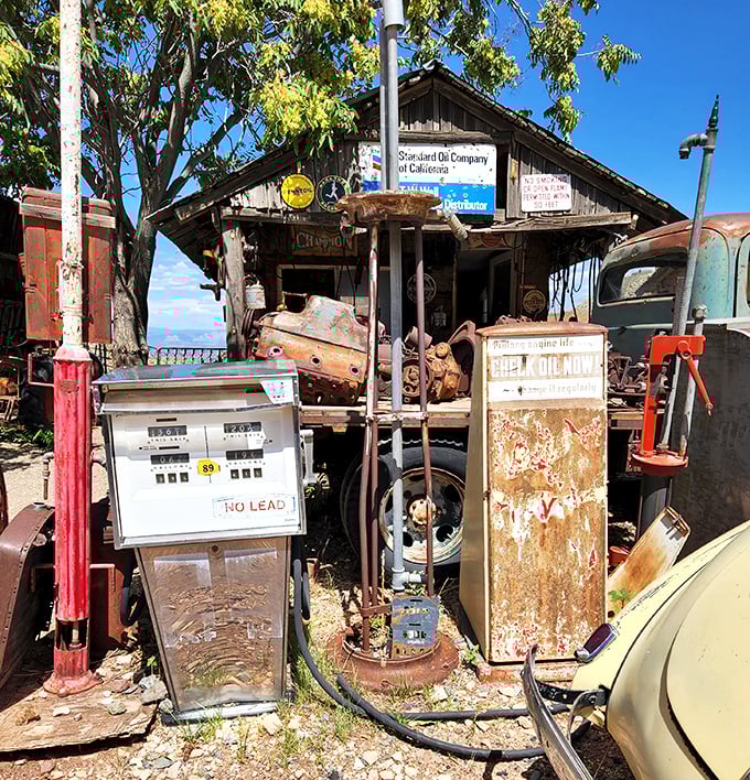 This vintage gas station hasn't pumped fuel in decades, but it's still fueling nostalgia for a time when service came with a smile and a free windshield wash.