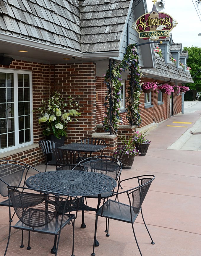 Outdoor seating at Schwarz's offers fresh air with your feast, though Wisconsin weather ensures it's a seasonal affair.