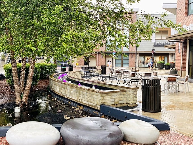 Water features and comfortable seating create moments of zen amid shopping madness—because even the most dedicated bargain hunters need to catch their breath.