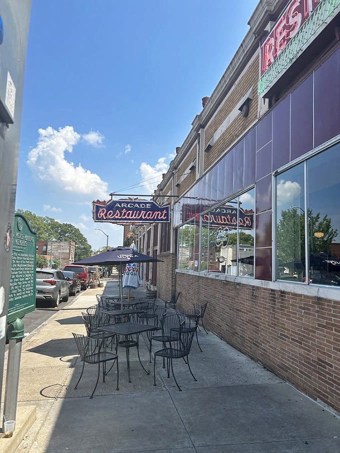 Sidewalk seating offers Memphis sunshine with your meal – the perfect spot to people-watch while debating whether to order dessert (spoiler: you should).