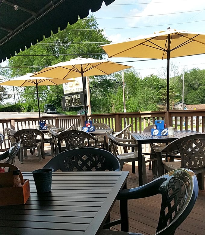 Outdoor seating that captures the essence of summer in Pennsylvania—where cold beer, warm sunshine, and trail views come together in perfect harmony.