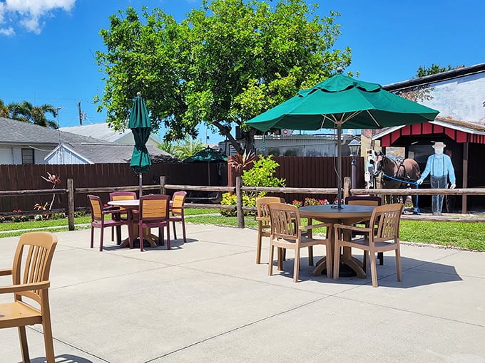 The outdoor seating area offers a peaceful respite—because sometimes you need a moment of quiet contemplation after experiencing pie nirvana.