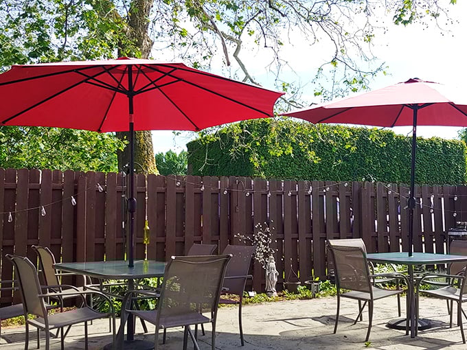 The outdoor patio offers al fresco dining under cheerful red umbrellas—summer in Cleveland never tasted so Italian.