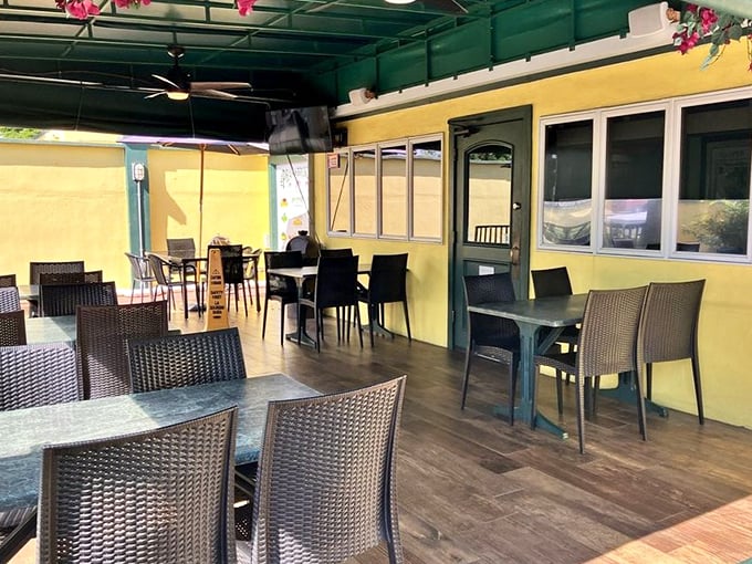 Outdoor seating where the Florida breeze does half the work of making your meal memorable. Yellow walls that capture and reflect the sunshine state's best asset.