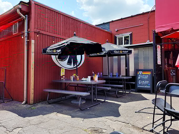 The outdoor seating area offers a breath of fresh air with your fresh coffee—a simple pleasure that somehow makes the pancakes taste even better. 