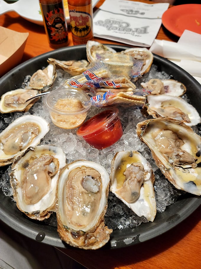 Fresh oysters on ice – nature's perfect appetizer. These briny treasures from the deep are like getting a kiss from the ocean itself.