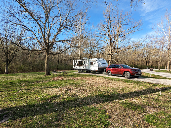 RV camping perfection – where "roughing it" means the satellite TV might get spotty during thunderstorms.