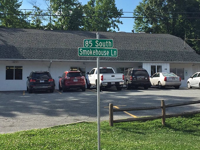 Even the street sign knows what's important here. When they name a lane after your smokehouse, you know you're doing something right.