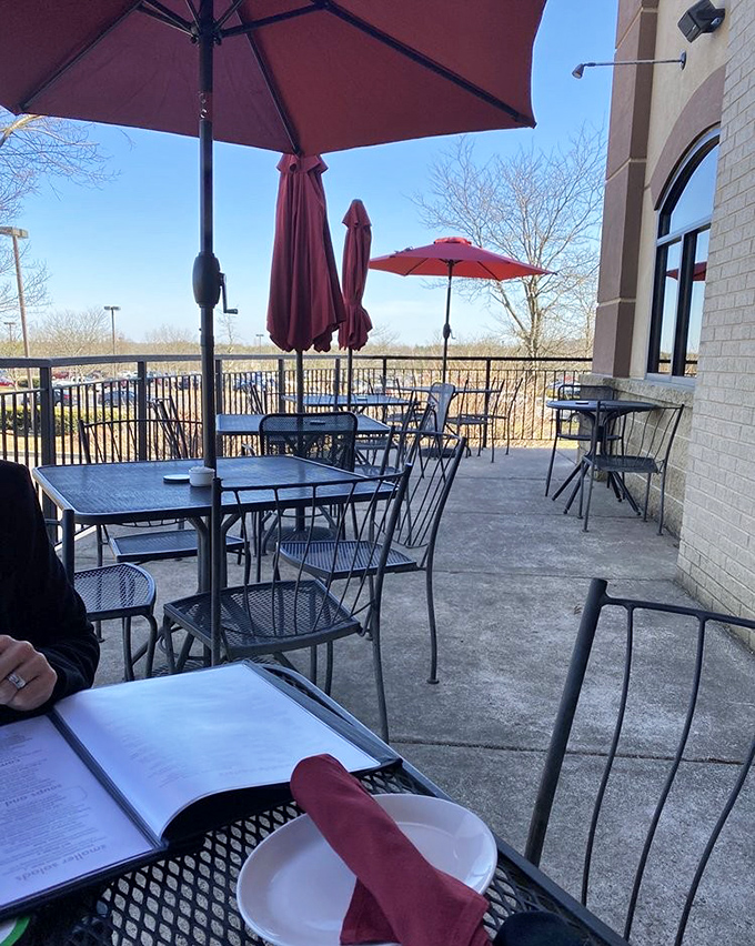 Al fresco dining Pennsylvania-style. The patio offers fresh air and sunshine to complement your meal – weather permitting, of course. This is still Pennsylvania, after all.