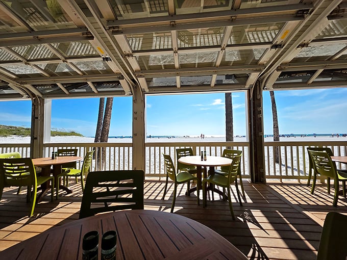 Front-row seats to nature's greatest show—the patio offers unobstructed views of Clearwater's famous white sand and turquoise waters.