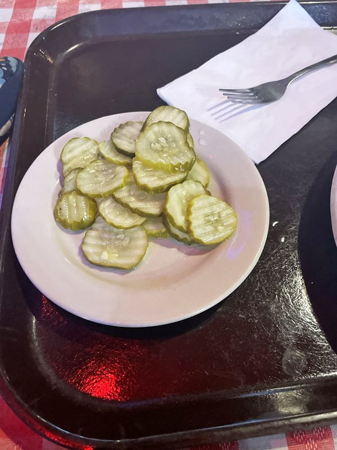 These pickles aren't artisanal or house-fermented with heirloom cucumbers—they're just good, honest pickles doing what they do best: adding tang to your meal.