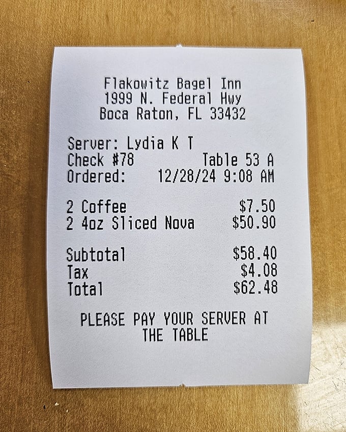 The receipt—tangible evidence of your excellent life choices and a small price to pay for memories that last far longer than the meal.