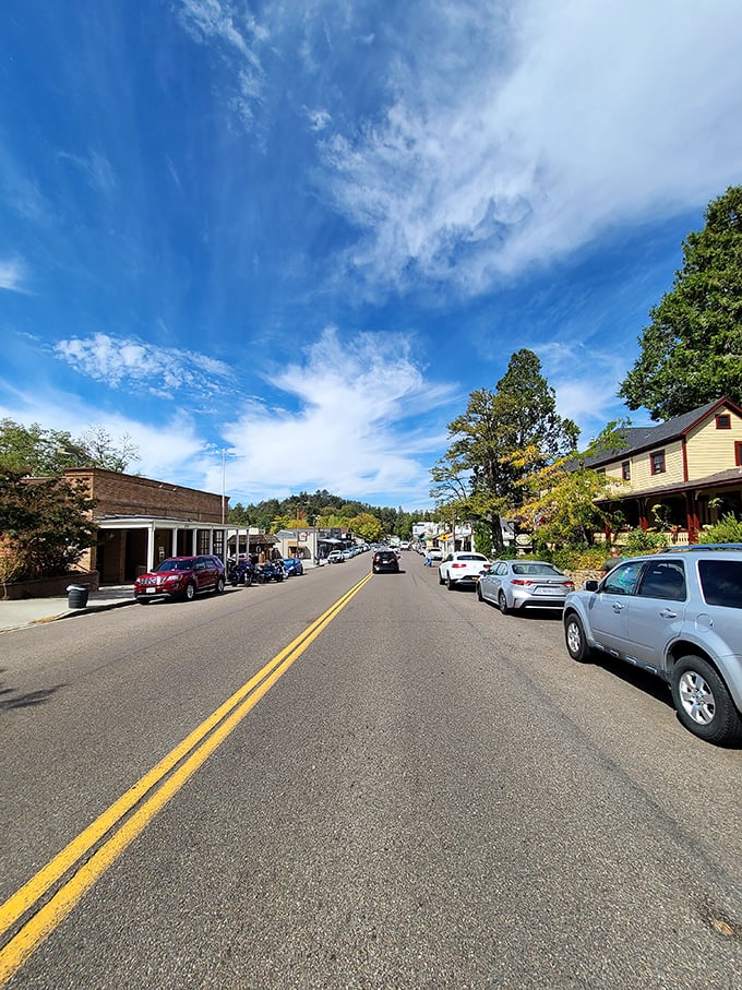 Main Street stretches toward the horizon under impossibly blue California skies, practically begging you to take a leisurely stroll.