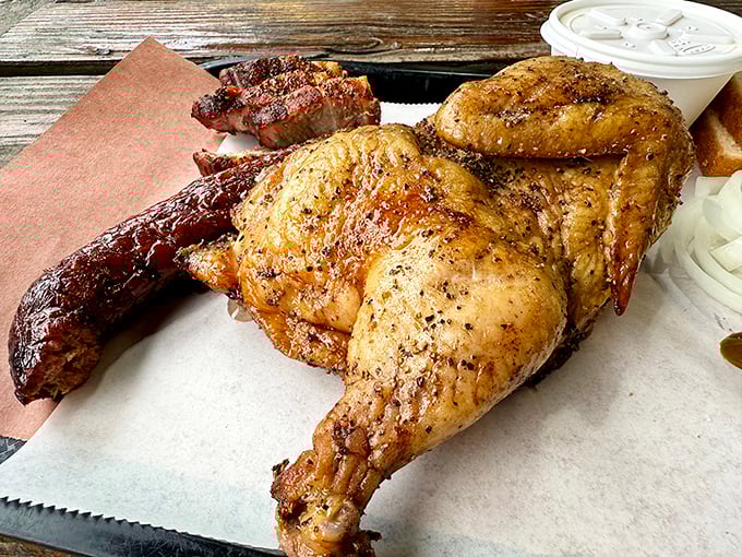 This chicken didn't just get smoked – it got a full spa treatment of spices, heat, and time that transformed it into poultry perfection.