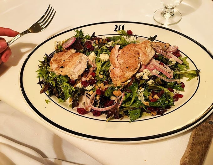 A salad that refuses to be a supporting act—crisp greens, tender chicken, and enough goodies to make vegetables feel like the main event.