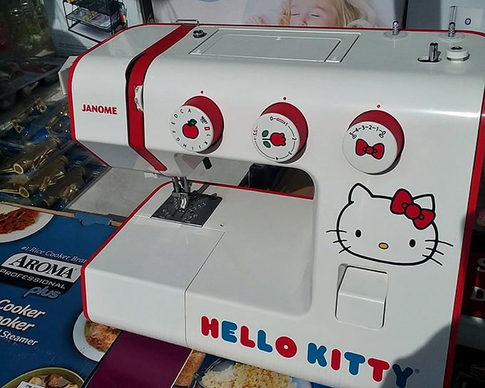 Hello Kitty meets domestic craftsmanship! This sewing machine proves that practical doesn't have to mean boring—it can wear a bow.