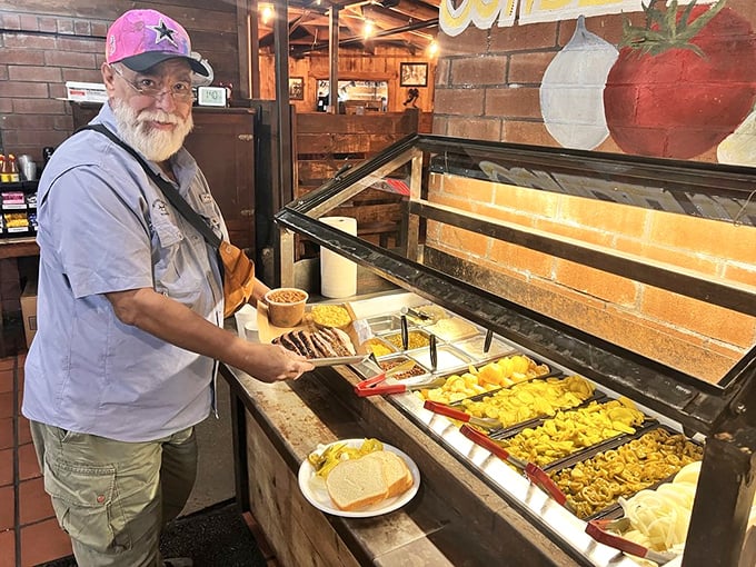 The sides bar—where decisions become as difficult as the meat counter. A supporting cast that sometimes steals the show.