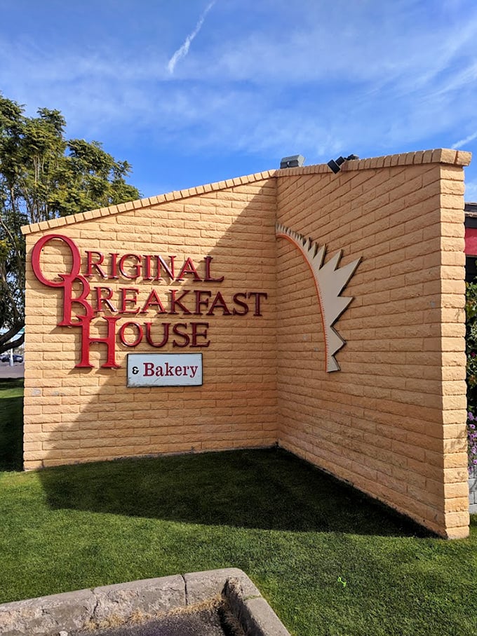 The sign says it all—Original Breakfast House & Bakery. Like finding the entrance to a secret breakfast society you've always wanted to join.