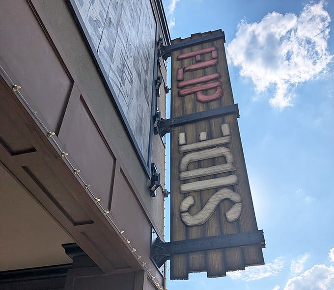The vertical signage doesn't just mark the spot—it stands as a monument to your imminent food happiness.