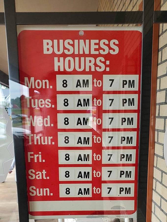 Business hours that say, "We're serious about feeding you." Open seven days a week because good food doesn't take days off.
