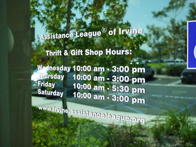 The store hours sign reveals the secret schedule for treasure hunting—Wednesday through Saturday, mark your calendars!