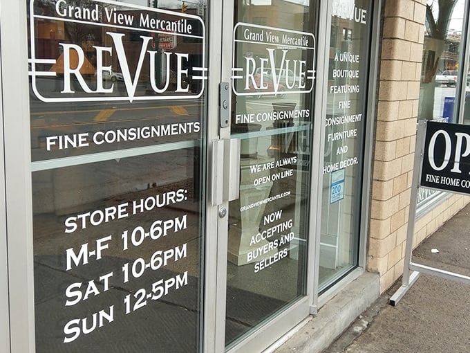 Even the store hours sign has character. Behind these doors: Monday through Sunday opportunities to find the piece that completes your home's personality.